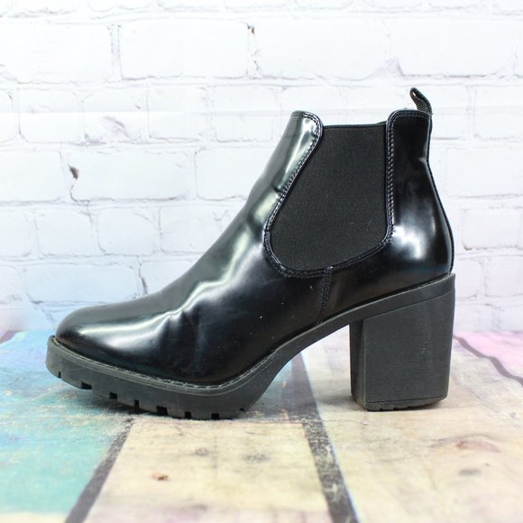 H by Halston | Shoes | H By Halston Black Vegan Patent Leather Chelsea ...